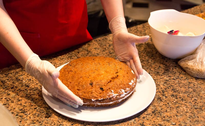 Process of Cooking Sponge Cake in Restaurant Stock Image - Image of ...
