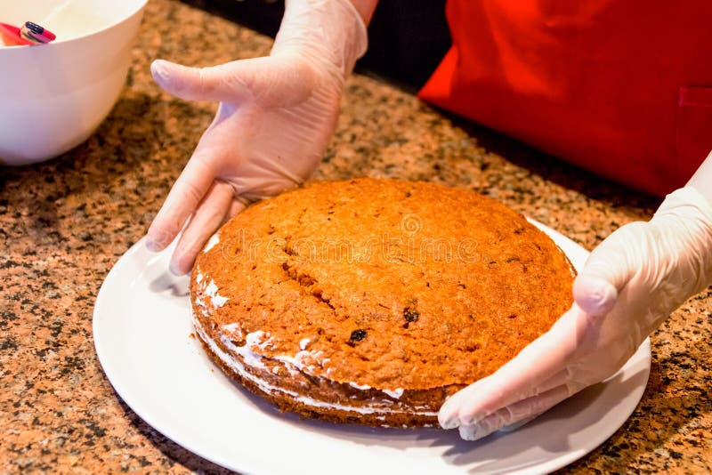 Process of Cooking Sponge Cake in Restaurant Stock Image - Image of ...