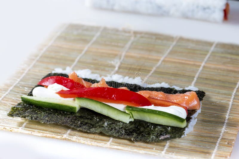 The Process of Cooking Sushi, Shallow DOF Stock Image - Image of ...