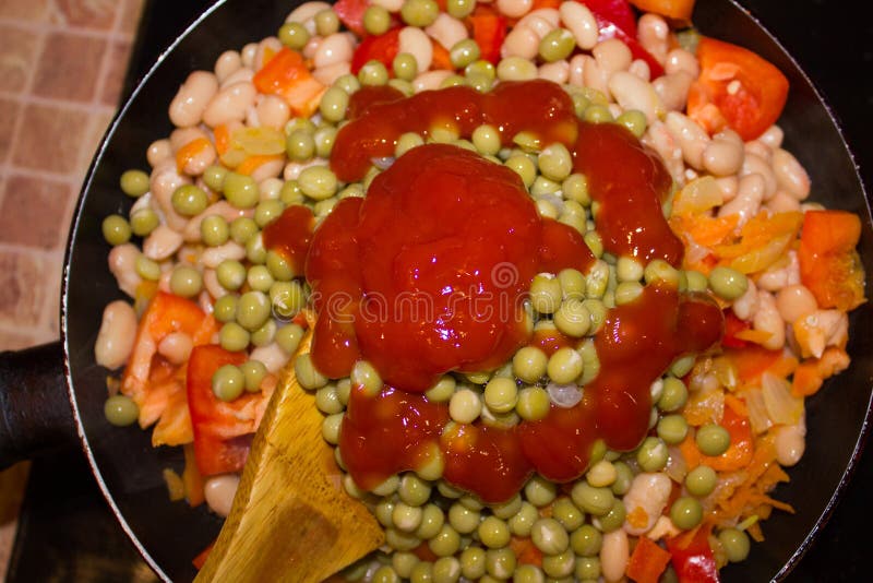 Process of Cooking Vegetables with Beans Stock Photo - Image of cook ...