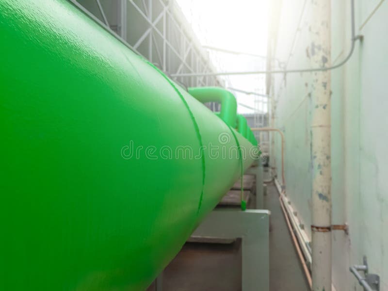 Process Cooling System with Big Green Pipe Line System Stock Image ...