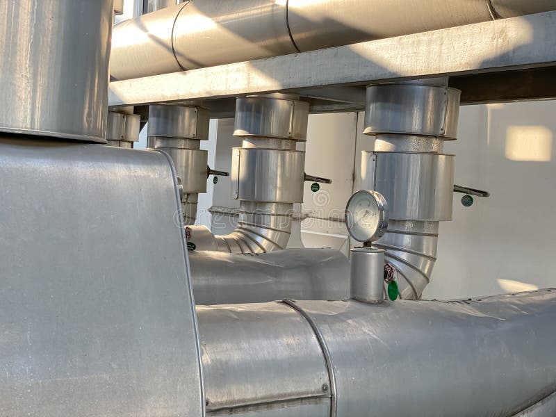 Process Cooling System with Stainless Pipe Line System Stock Photo ...