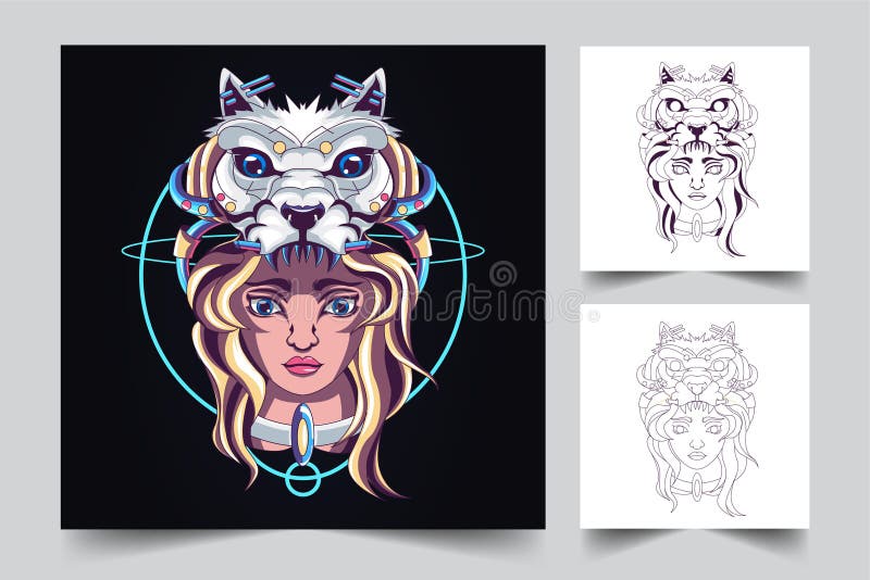 Girl Wolf Mascot Logo Design Vector with Modern Illustration Stock ...