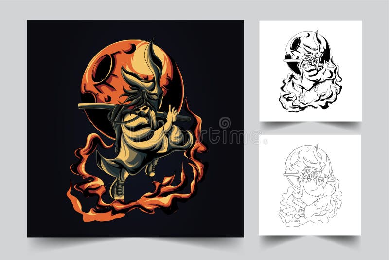 Cool Samurai Mascot Logo Design Vector with Modern Illustration Stock ...