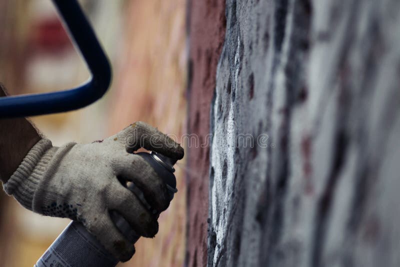 The Process of Creating Graffiti Stock Photo - Image of shape ...