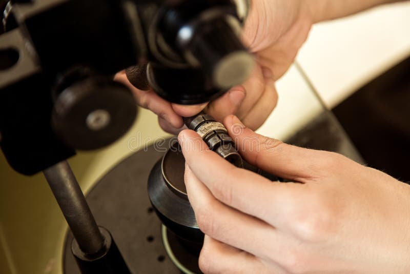 The Process of Creating and Polishing a Ring Close-up Stock Image ...