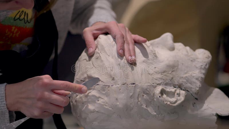 The Process of Creating Sculpture. the Sculptor is Working Stock Video ...