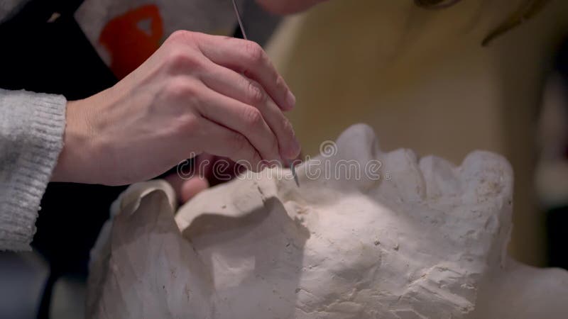 The Process of Creating Sculpture. the Sculptor is Working Stock Video ...