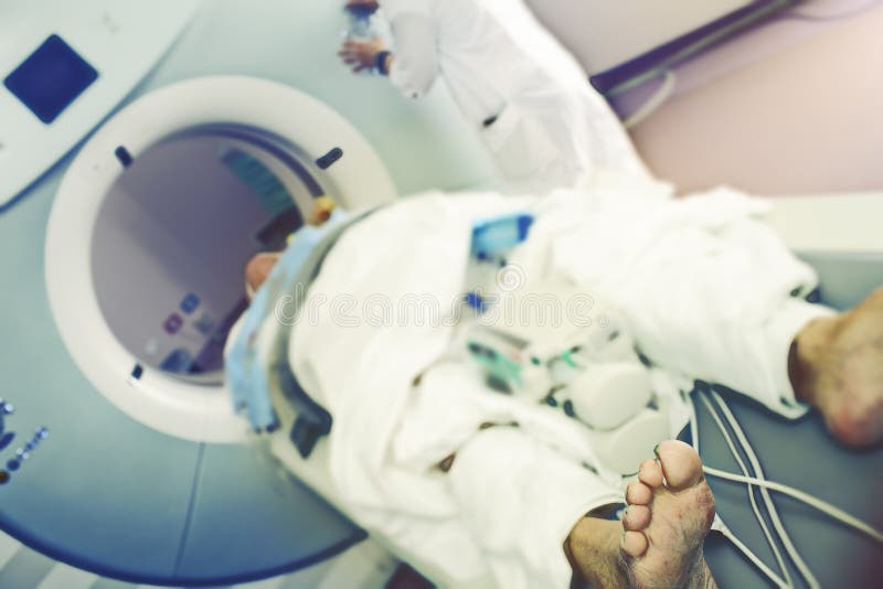 Process of CT Scanning of an Old Patient Stock Image - Image of ...