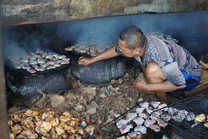 The process of curing fish editorial stock image. Image of stove ...