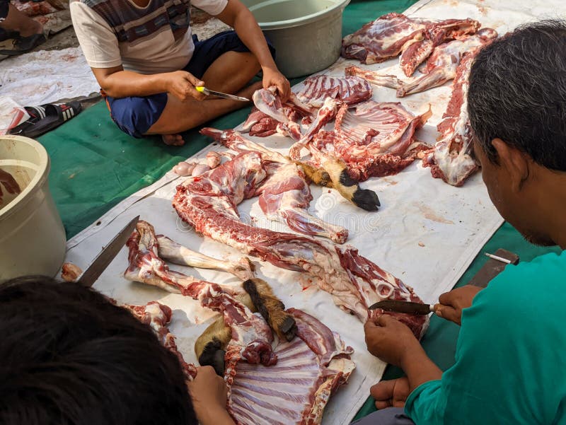 The Process of Cutting Goat Meat during Eid Al-Adha Editorial ...