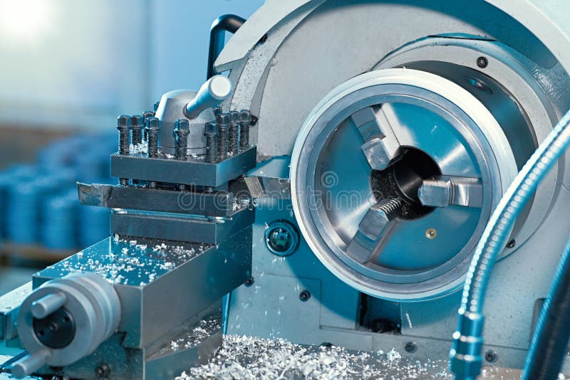 The Process of Cutting a Metal Part at an Engineering Plant Stock Image ...