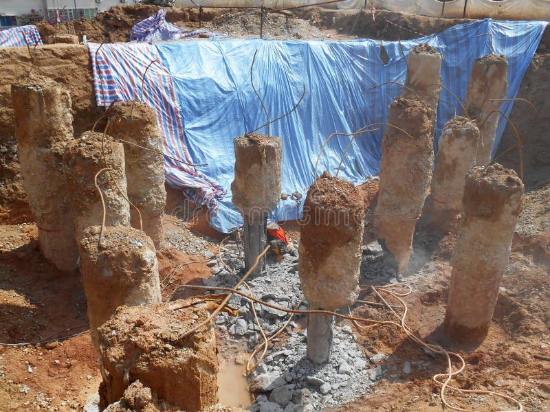 The Process of Cutting Piles after the Completion of Building ...