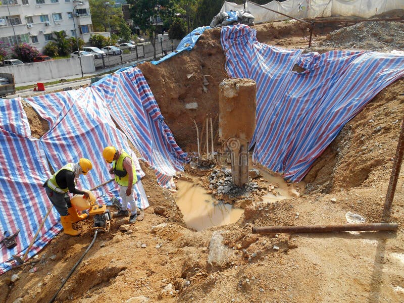 The Process of Cutting Piles after the Completion of Building ...