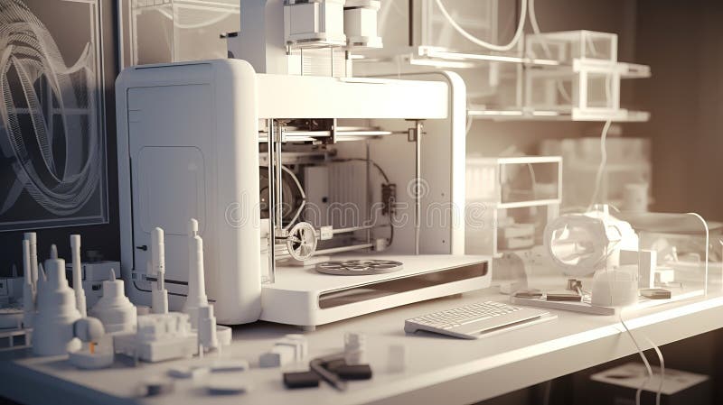 Process of 3D Printing Printer. Modern Technologies of Future. AI ...