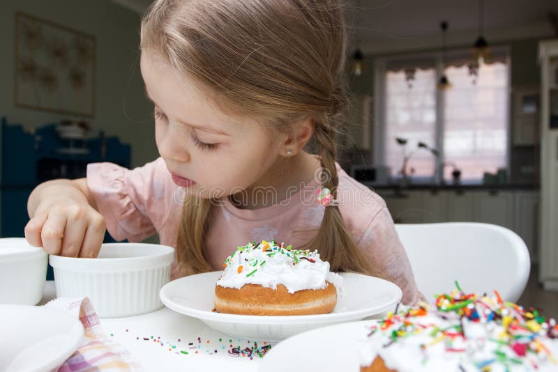 Process of Decorating a Cake with Sweet Colored Decorations Stock Image ...