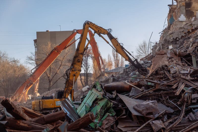 Process of Demolition of Old Industrial Building Stock Photo - Image of ...