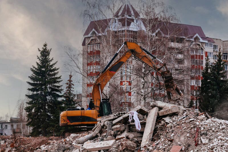 Process of Demolition of Old Industrial Building Stock Photo - Image of ...
