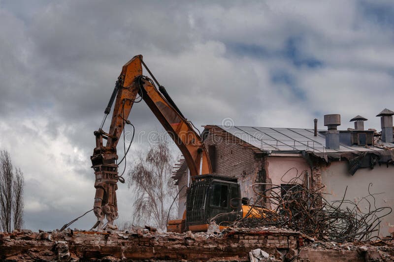 Process of Demolition of Old Industrial Building Stock Photo - Image of ...
