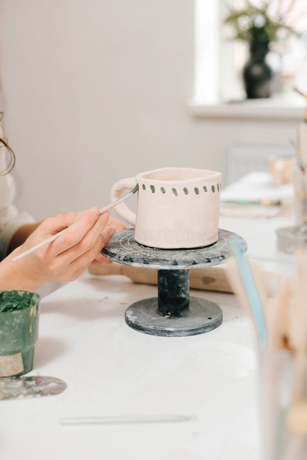 Process of Designing Cup with a Traditional Pattern in Pottery Art ...