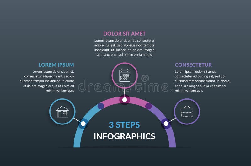 Infographic Template with Three Elements Stock Vector - Illustration of ...