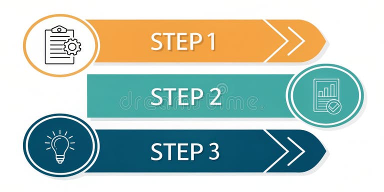 Process Diagram 3 Steps with Icons, Steps ,Workflow Stock Illustration ...