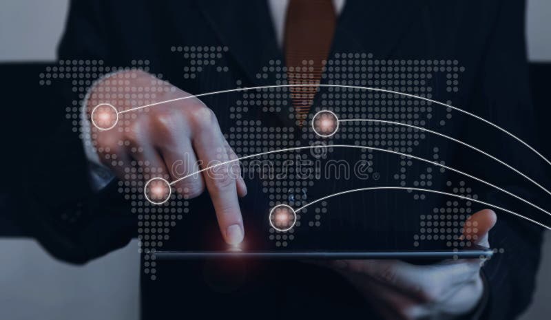 Process Digitalization Closeup Concept Image with Dotted World Map ...