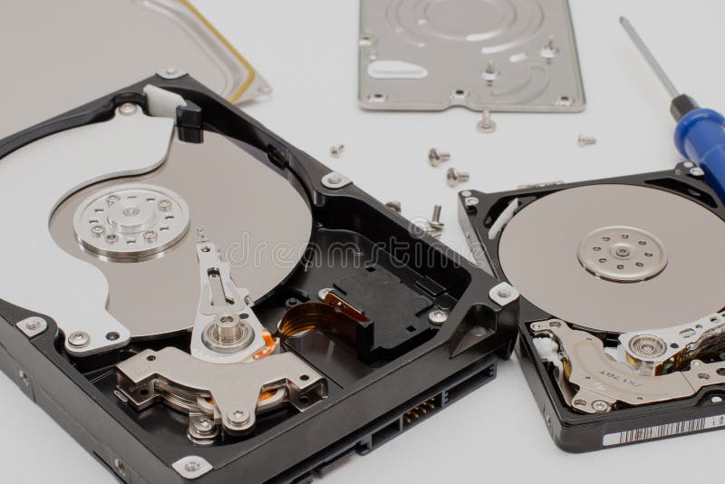 Process of Disassembly of Hard Disks Stock Image - Image of computer ...