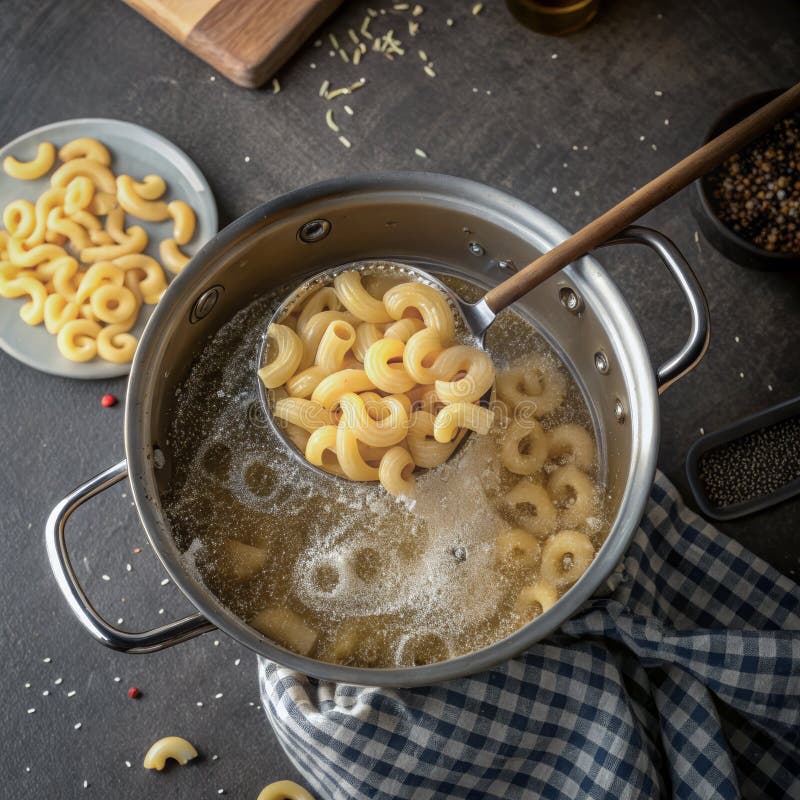 The Process of Draining Macaroni As Part of the Pasta Preparation Stock ...