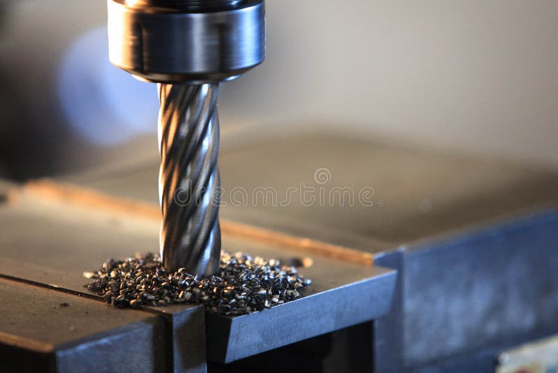 Process Drilling Steel Plate by Milling Machine Stock Photo - Image of ...
