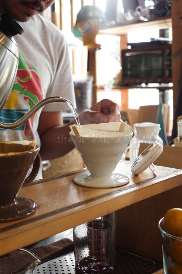 Process of Dripping Coffee on Stand Stock Image - Image of coffee, drip ...