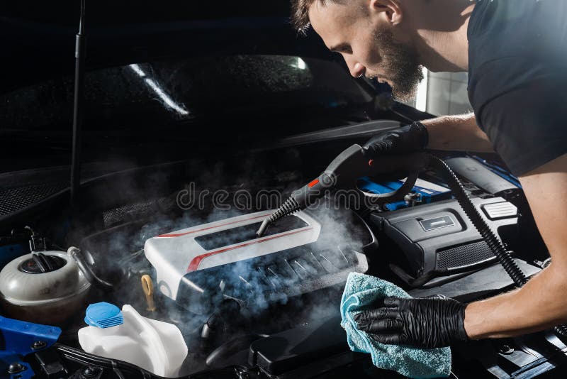 Process of Drying Car Engine after Washing with Water and Chemical ...