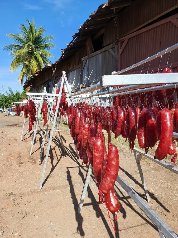 The Process of Drying Pork Sausages Stock Photo - Image of sausages ...