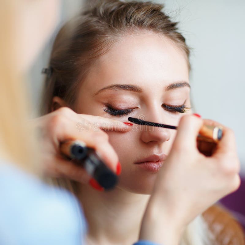 Process of Dyeing the Eyelashes of a Young Girl Stock Image - Image of ...