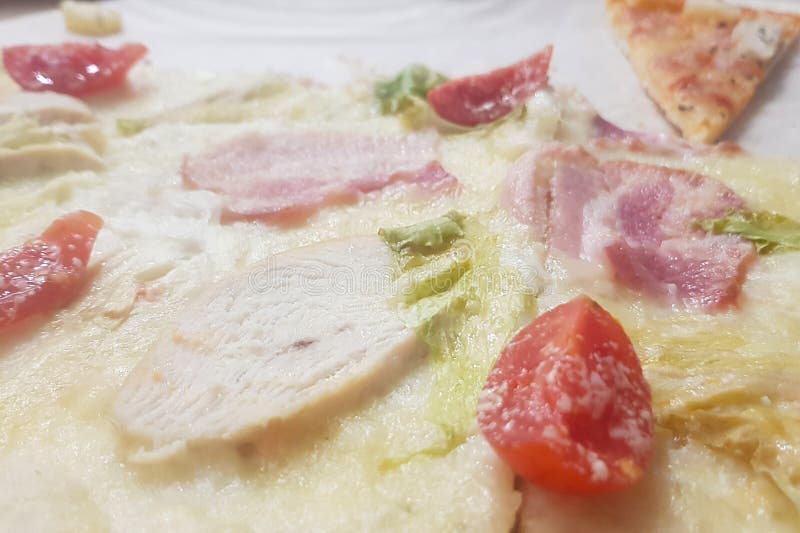 The Process of Eating Pizza, Leftover Pizza in a Portable Box Stock ...