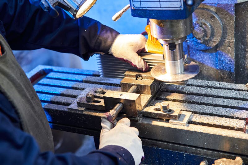 Process Engineer Working on Cutting Aluminium Billet with Machine ...