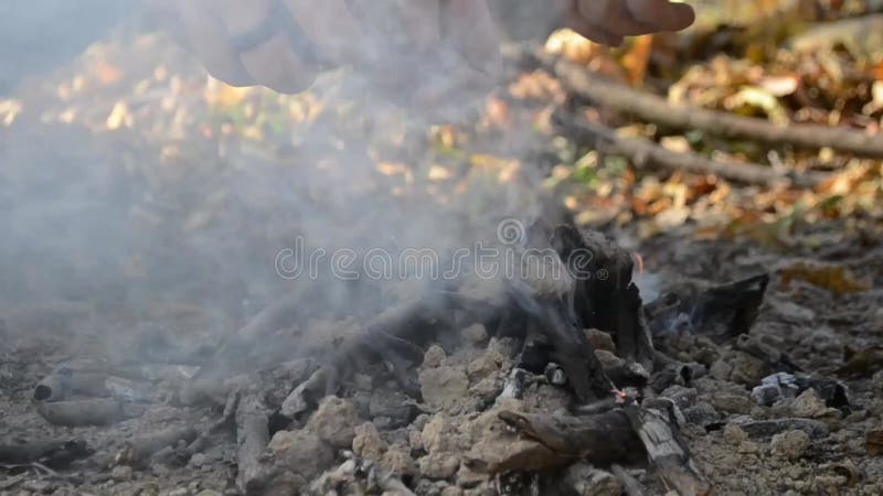 The Process of Extinguishing Fire Throwing Dry Earth Stock Video ...