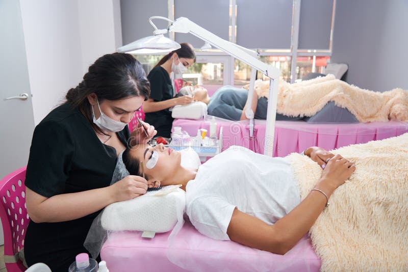 Process of Eyelash Extensions in the Beauty Studio Stock Photo - Image ...