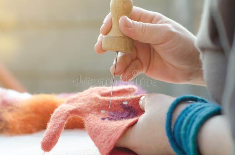 Process of felting stock image. Image of closeup, tool - 125920421