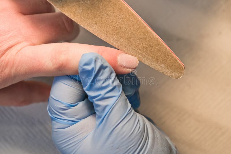 Process of Filing Nails with a Nail File. Stock Photo - Image of hands ...