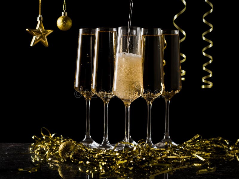 Five Sparkling Wine Bottles Stock Photo - Image of champagne, sparkle ...
