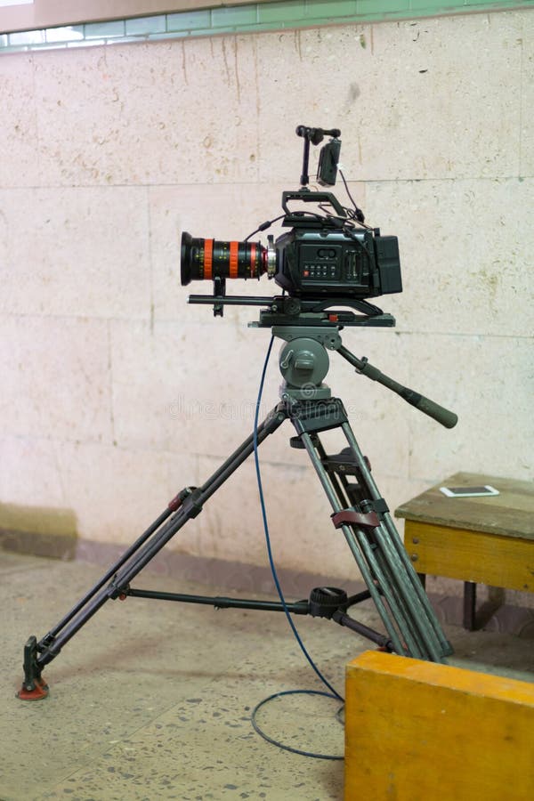 Process of Filming. Big Movie Camera on a Tripod Stock Photo - Image of ...