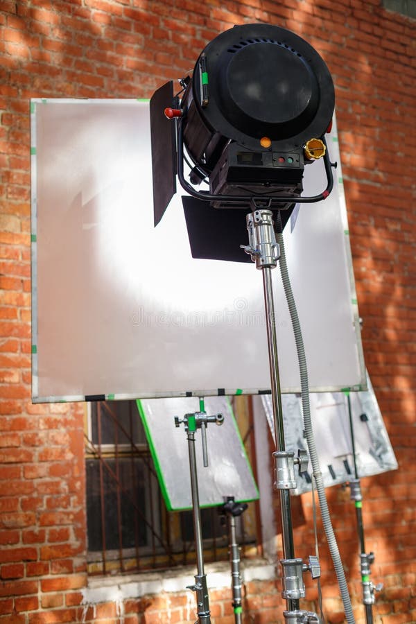 Process of Filming. Spotlight Illuminates Window Stock Image - Image of ...