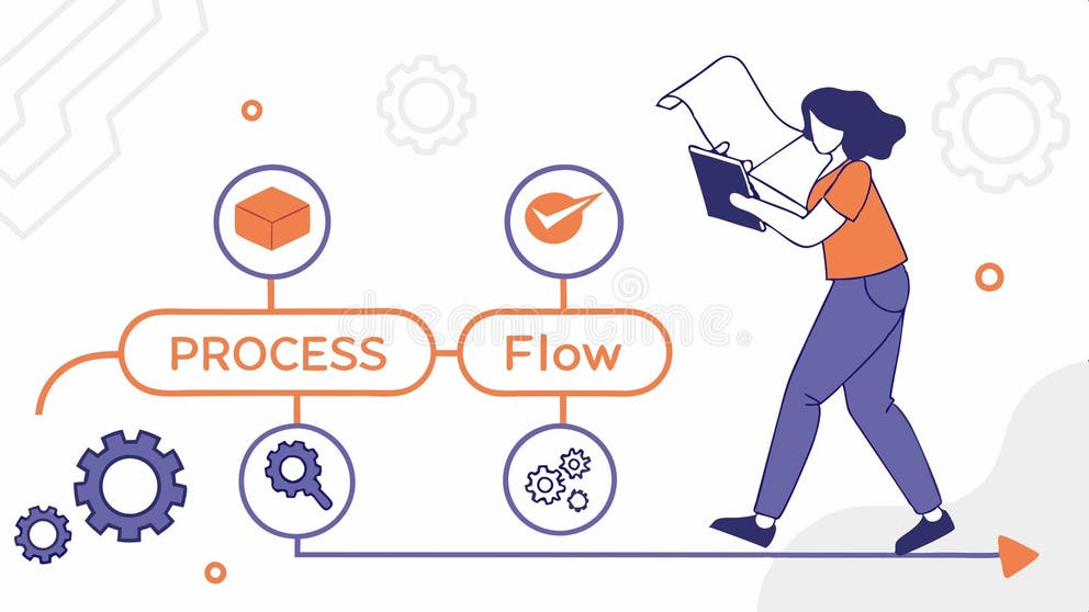 Process Flow Diagram with Figures, Business Workflow Vector Design ...