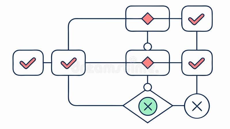 Process Flow Diagram with Success and Failure Points, Business, Vector ...