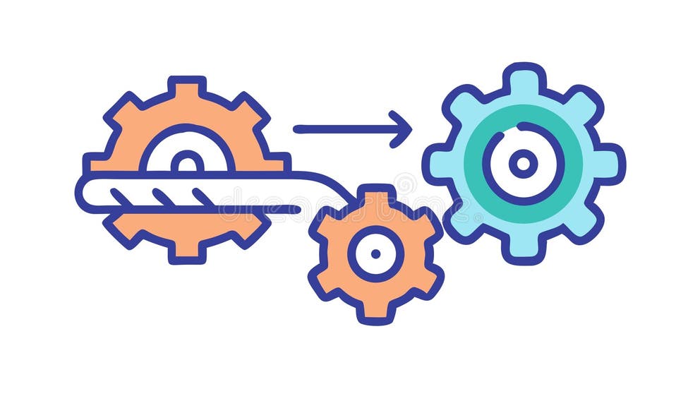 Process Flow Gears Icon for Workflow Automation and Steps, Vector Design Generative AI Stock ...
