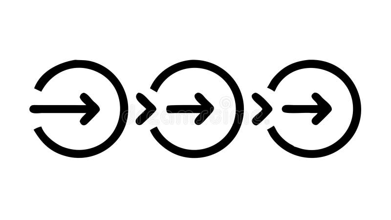 Process Flow Icon, Sequential Arrows Outline Symbol, Vector Design ...