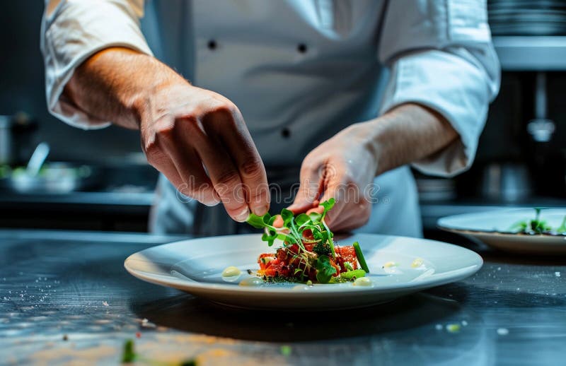 Process Food Styling Restaurant Dish Light Background Kitchen Stock ...