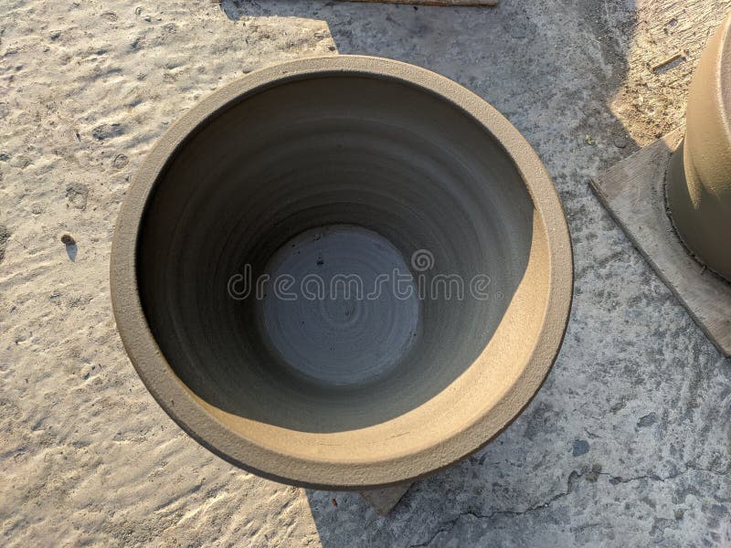The Process of Forming a Round Shaped Pottery Base for Cooking Made of ...