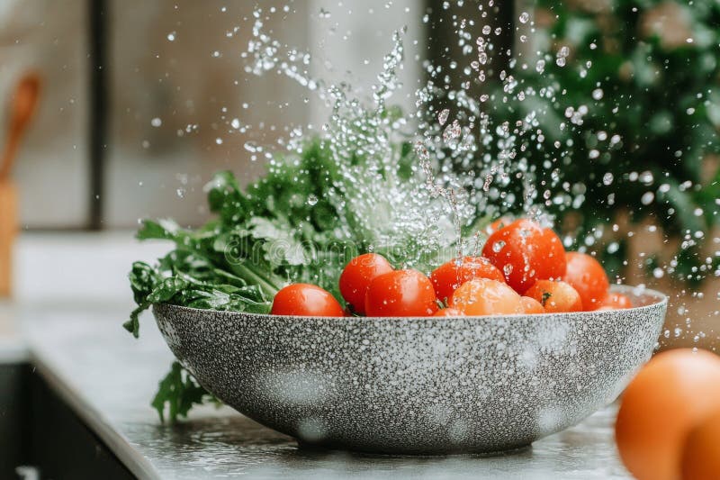 The Process of Gathering Ingredients and Oil and Water on the Kitchen ...